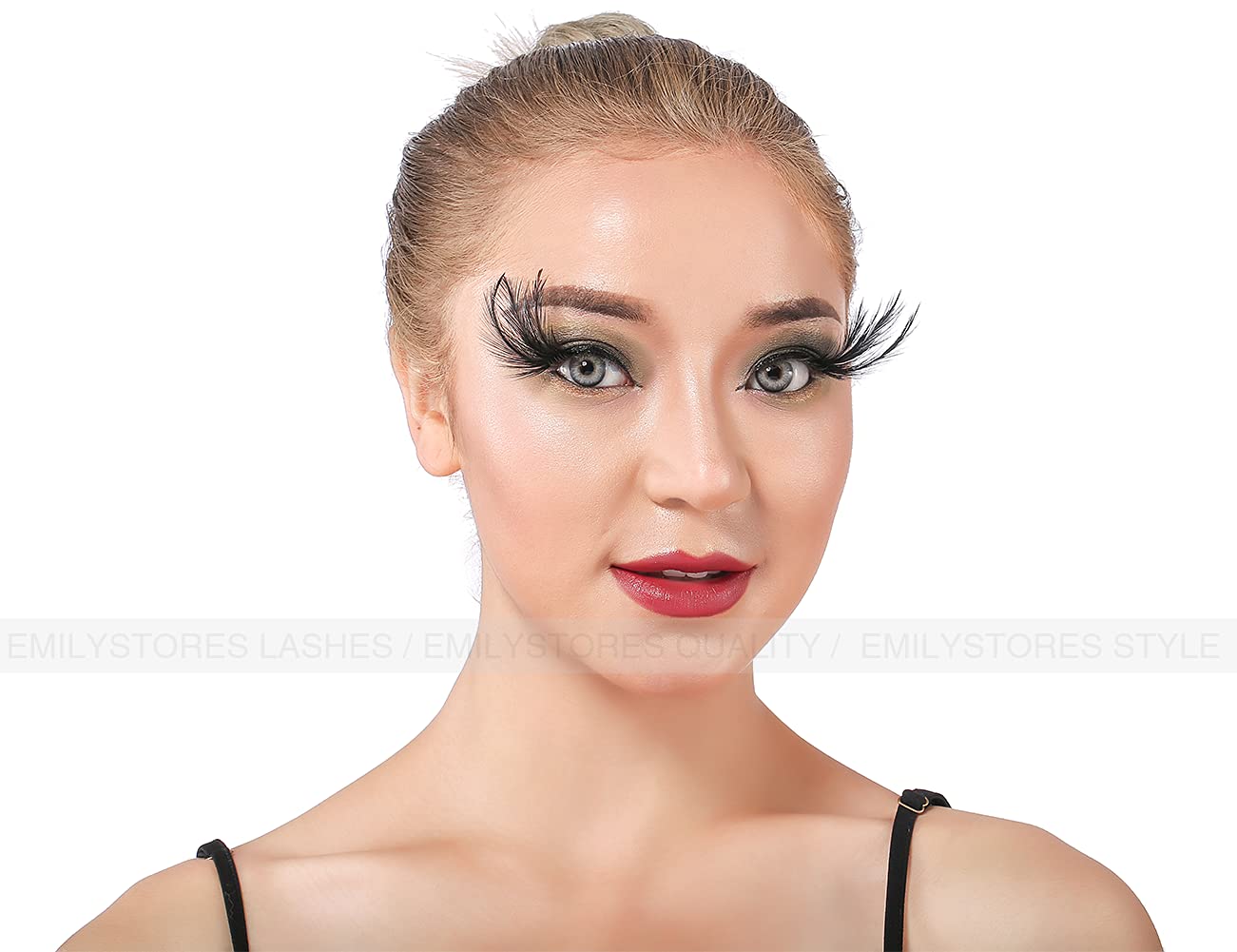 EMILYSTORES Black-Wing Faux-Feather Costume Eye Lashes For Halloween, Dramatic Eyelashes, Party Looking, 1 Pair