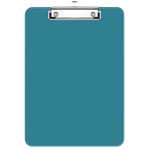 Rimilak Plastic Clipboards with Low Profile Metal Clip, Translucent Clip Board, 12.5 x 9 Inch Letter Size | Office Supply | Back to School, Teal