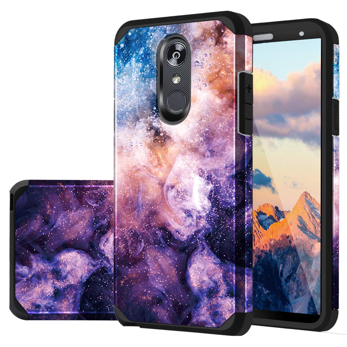 Fingic LG Stylo 4 Case, LG Stylus 4 Case, LG Stylo 4 Plus Case,LG Q Stylus Case, Rose Gold Marble Design Glitter Bumper Hard PC Soft Rubber Shockproof Protective Phone Case Cover for LG Stylo 4 2018