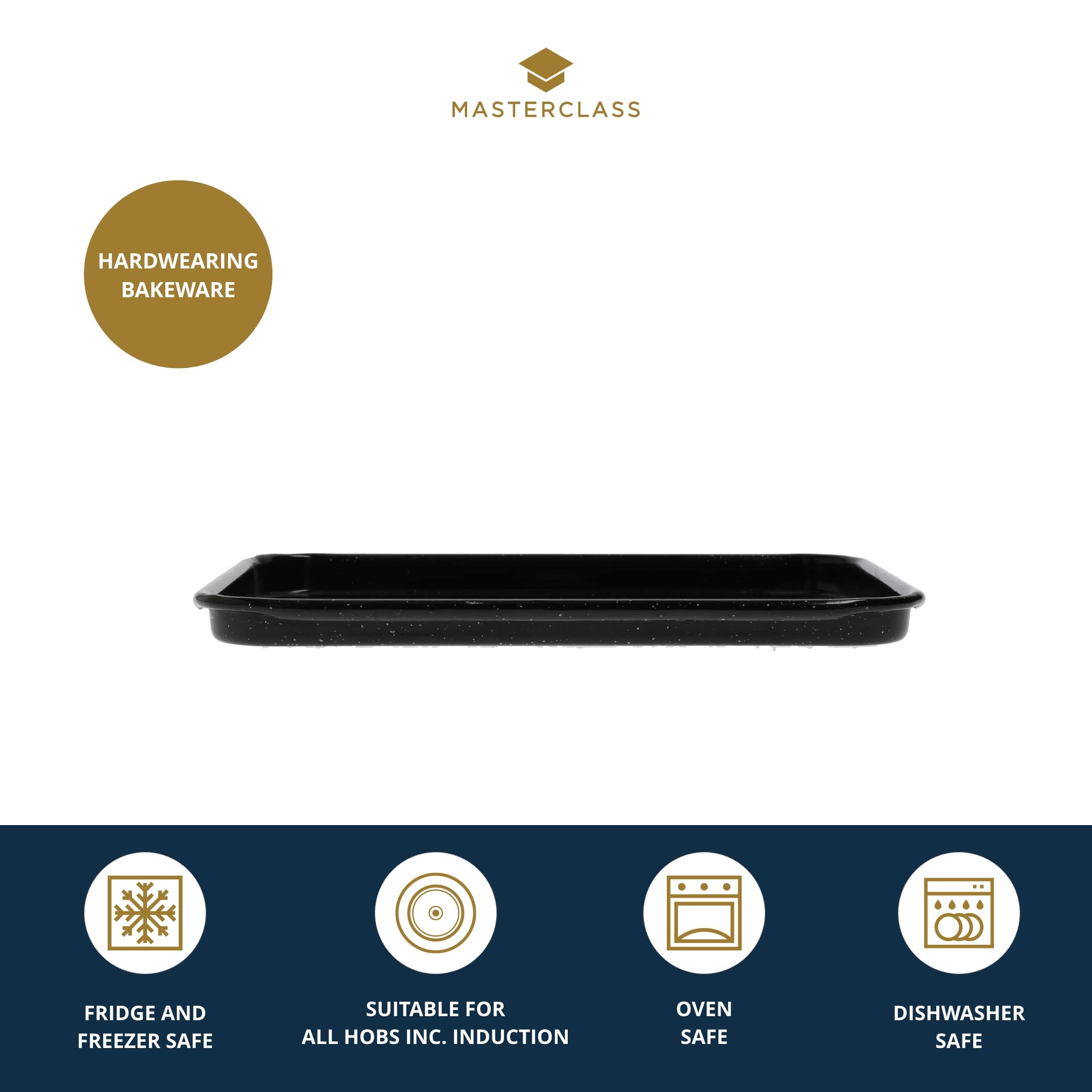 MasterClass Small Baking Tray, Scratch Resistant Vitreous Enamel and Induction Safe 1 mm Thick Steel, 24 x 18 cm
