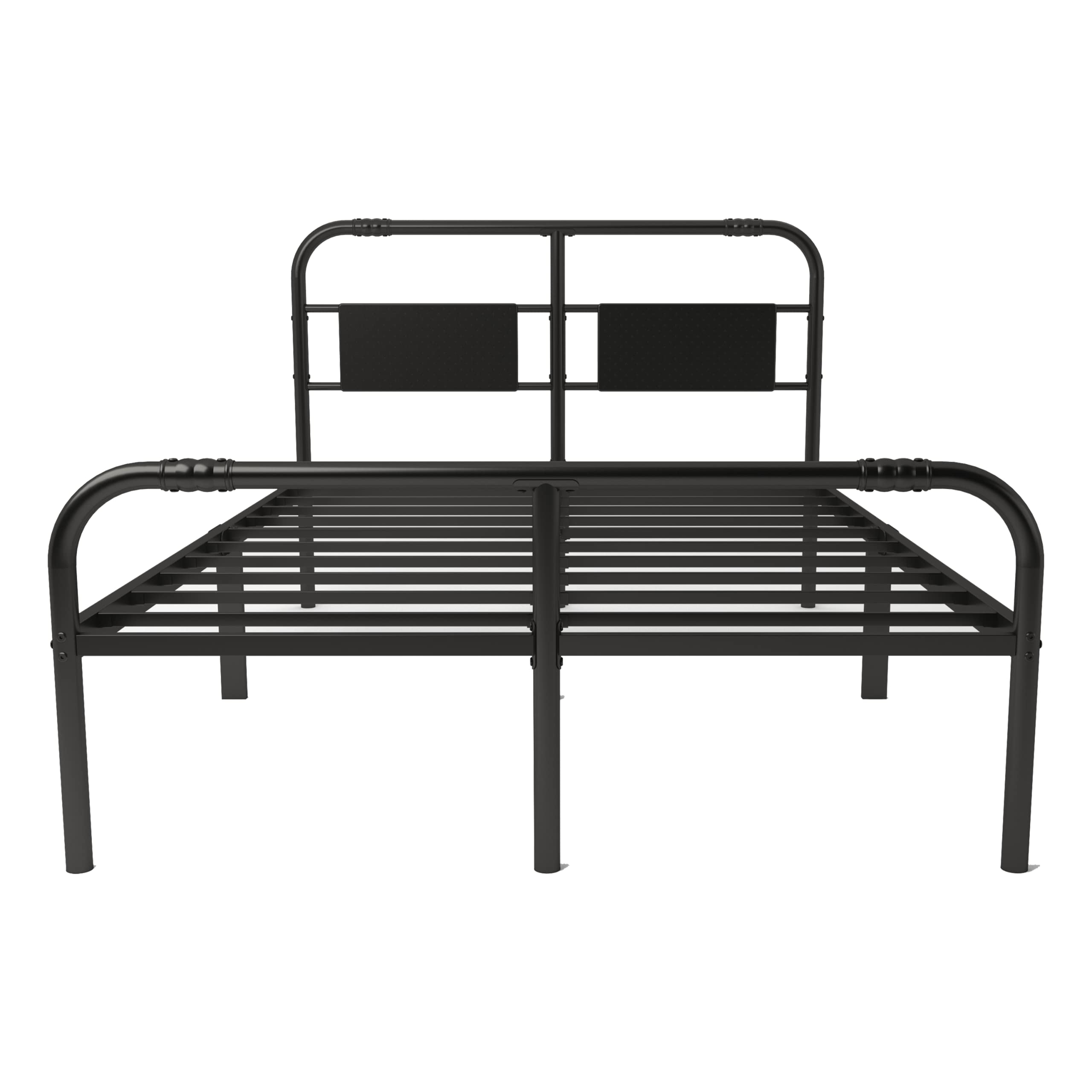 Emiosmt King Size Bed Frame with Headboard and Footboard 14 Inch Tall,2500lbs Heavy Duty Steel Slat Support Metal Platform,No Box Spring Needed,Noise Free,Round Tube,Bed Frame for King