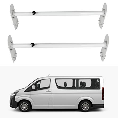 STAYTOP 2 Bars Van Racks Adjustable Van Roof Ladder Rack Carrier 2 Cross Bars 78.8in Steel Utility Ladder Truck Pickup Rack for Chevy Express 2500 for GMC Savana with Rain Gutters