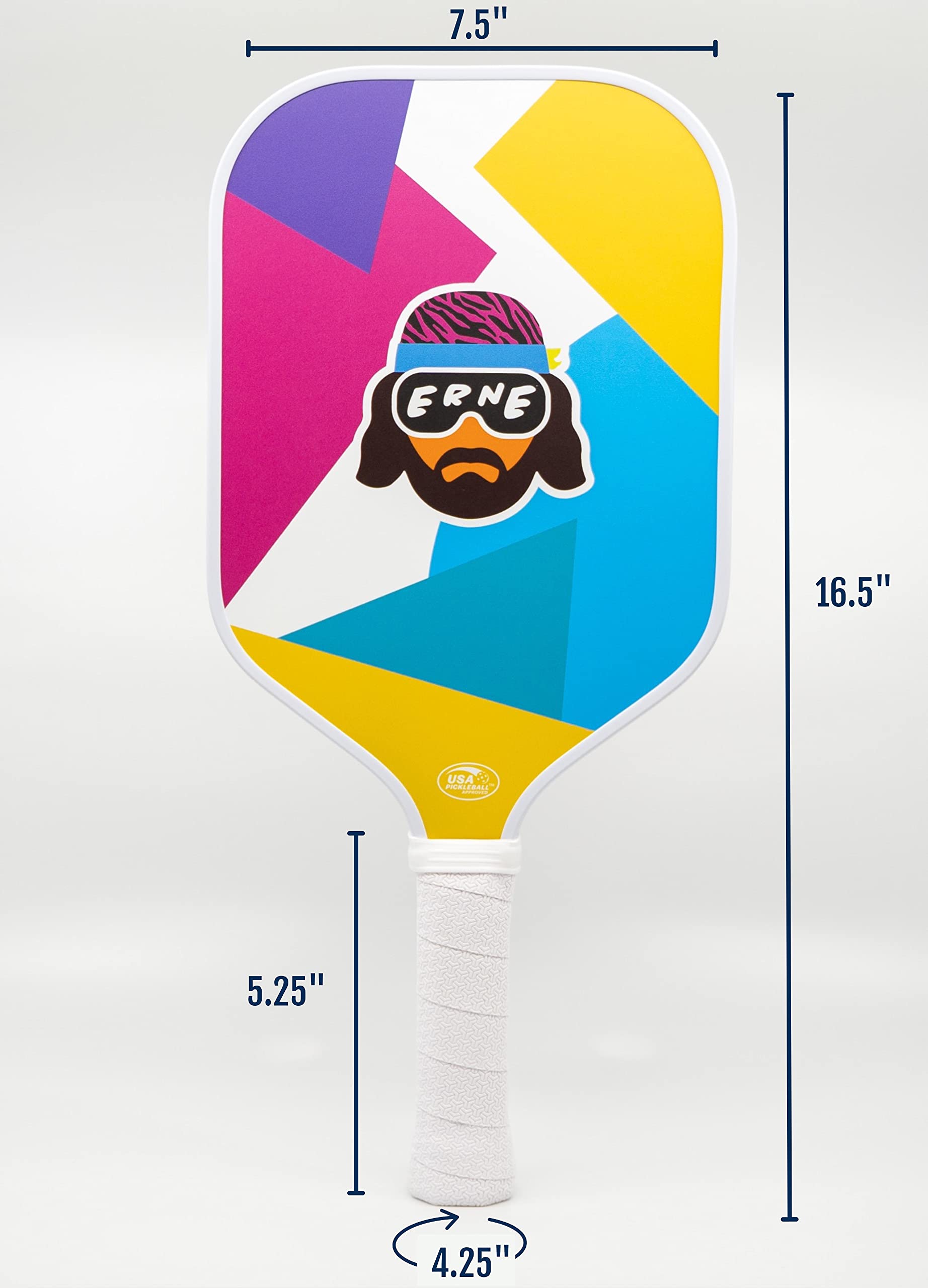 Erne Pickleball Paddle, USAPA Approved Pickle Ball Racket, Fiberglass Blend Honeycomb Polypropylene Core, Extra Reach & Power