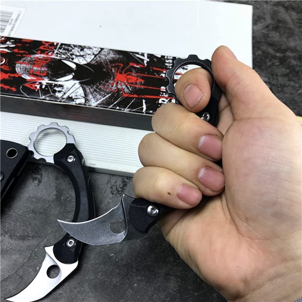 Gtkii Gtk105 Claw Knife, High Hardness D2 Steel Blade+Non-Slip G10 Handle Fixed Blade Knife with Kydex Sheath Solid Cool Strong Fixed Knife for Outdoor Camping Hiking EDC Tool(Black)