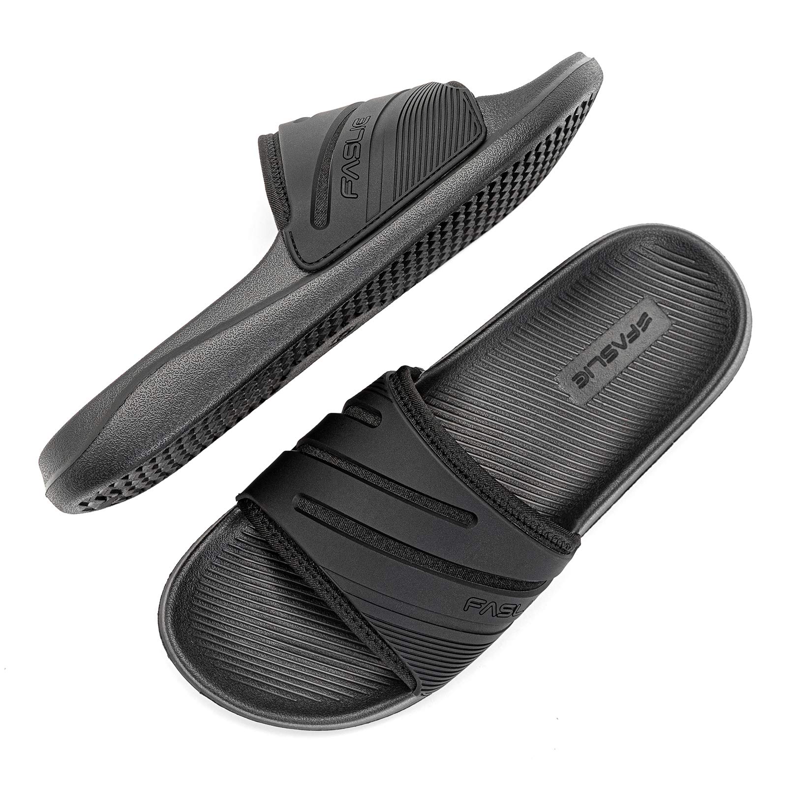 Faslie Slides for Men Athletic Slide Sandal for Beach, Comfort Open Toe Slip-On Indoor Outdoor Slides, Size 8-12
