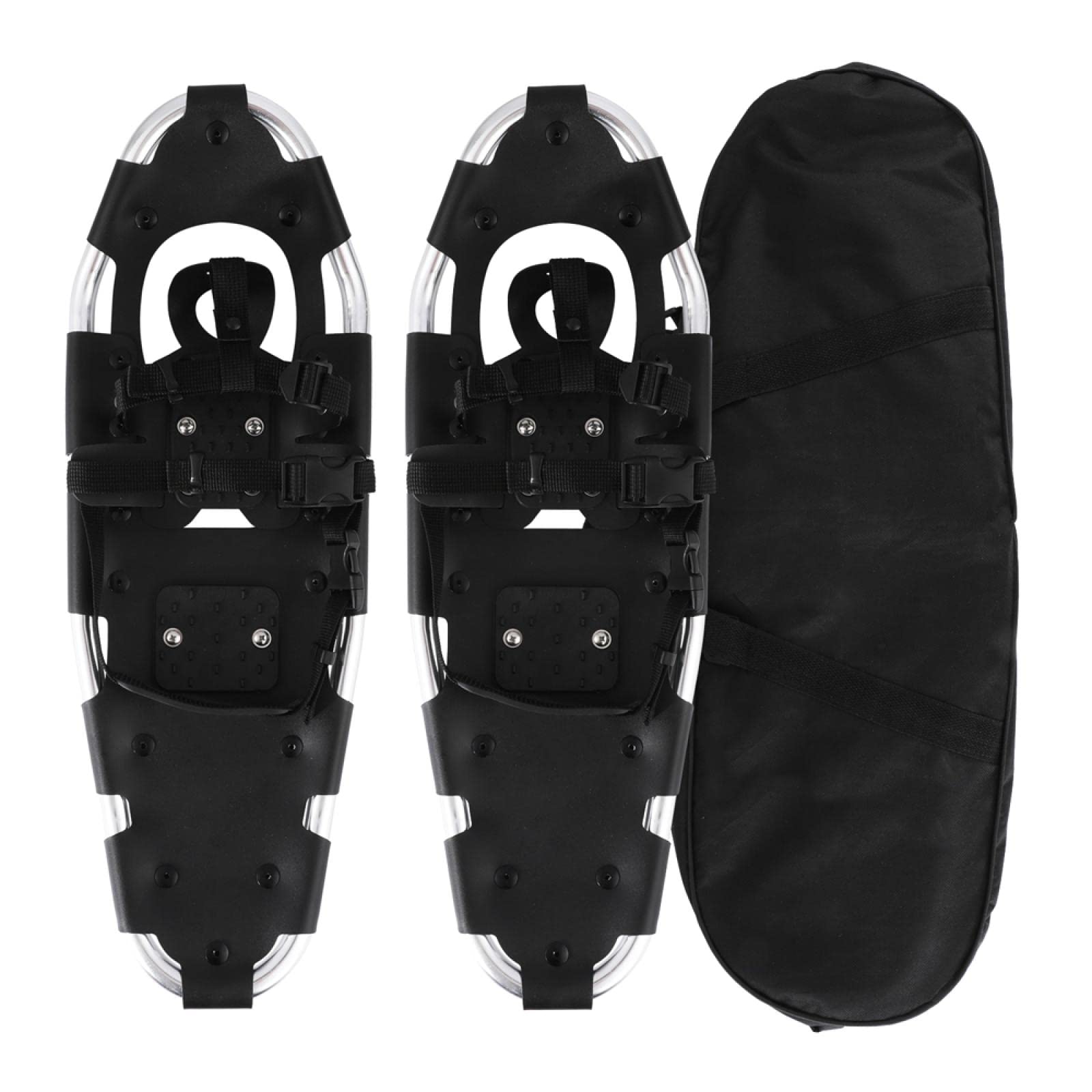 HAUBIS 8 * 25'' Outdoor Non-Slip Mountaineering Ski Equipment Snow Walking Anti-Fall Artifact Snowshoes Silver Frame Black