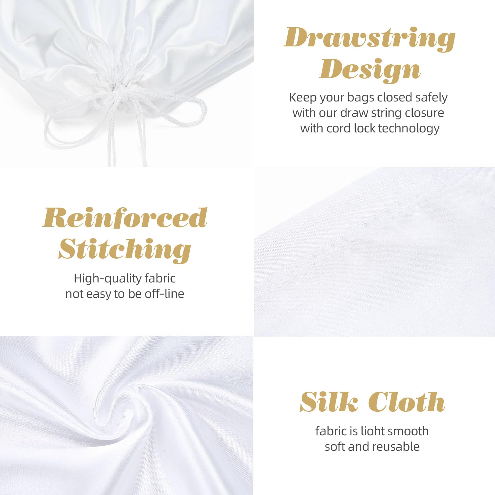 GDBEH 3 Pack Dust Bags for Purses and Handbags,Silk Purse Dust Bags for Storage, With Drawstring Large Dust Bags for Handbag, Dust Covers for Purse Shoes Boots (White, 19.6 × 15.7 in)