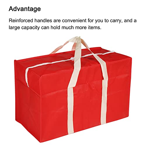PATIKIL Closet Storage Bags, 19.7'' Length Clothes Blanket Organizer Foldable Bag with Carrying Handles for Bedding Clothing, Red