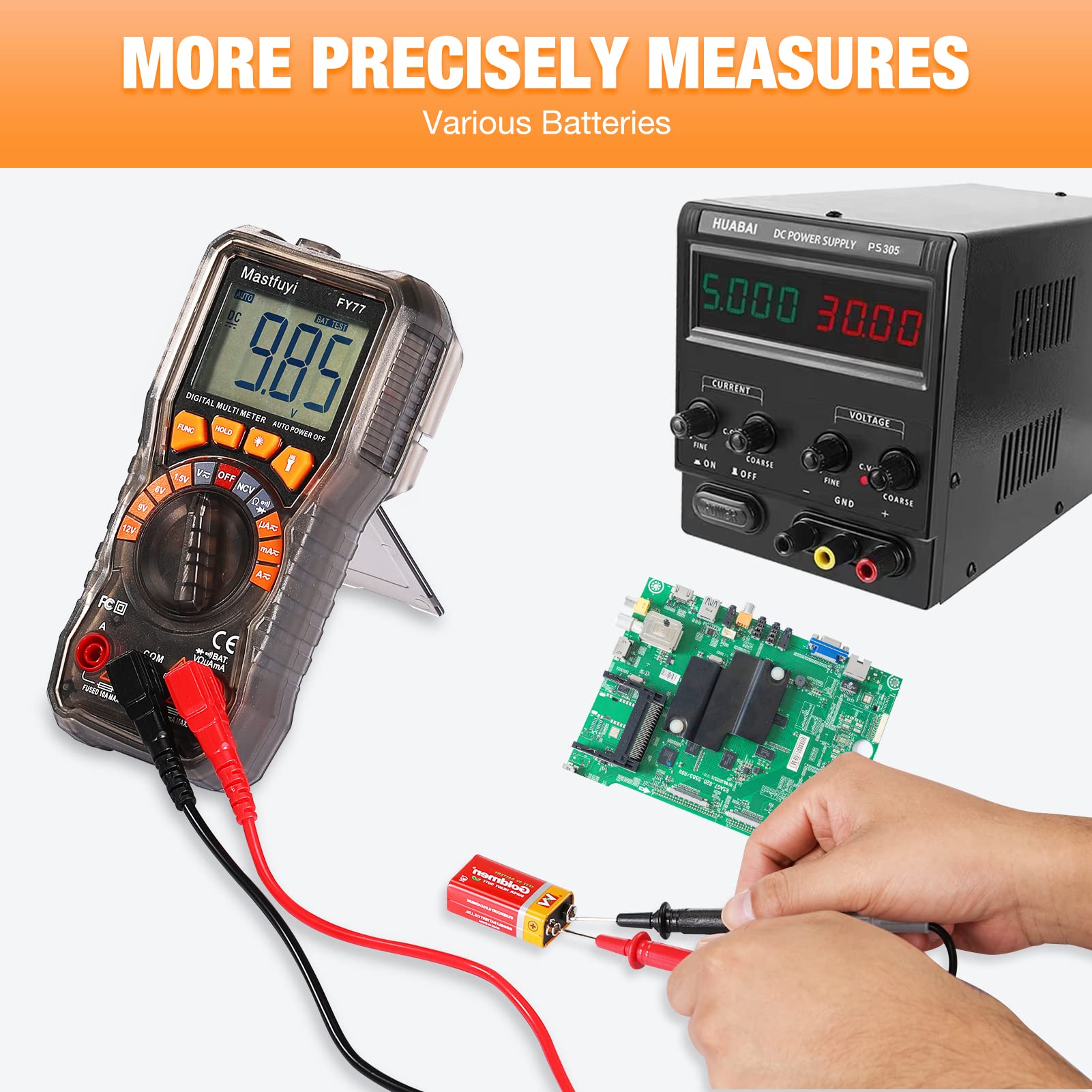Mastfuyi Digital Multimeter, Multi Tester with NCV Non-Contact Voltage Detection, Battery Tester, Auto-Ranging Tests, True RMS 1999 Counts, AC/DC Current, AC/DC Voltage, Resistance, Continuity, Diode