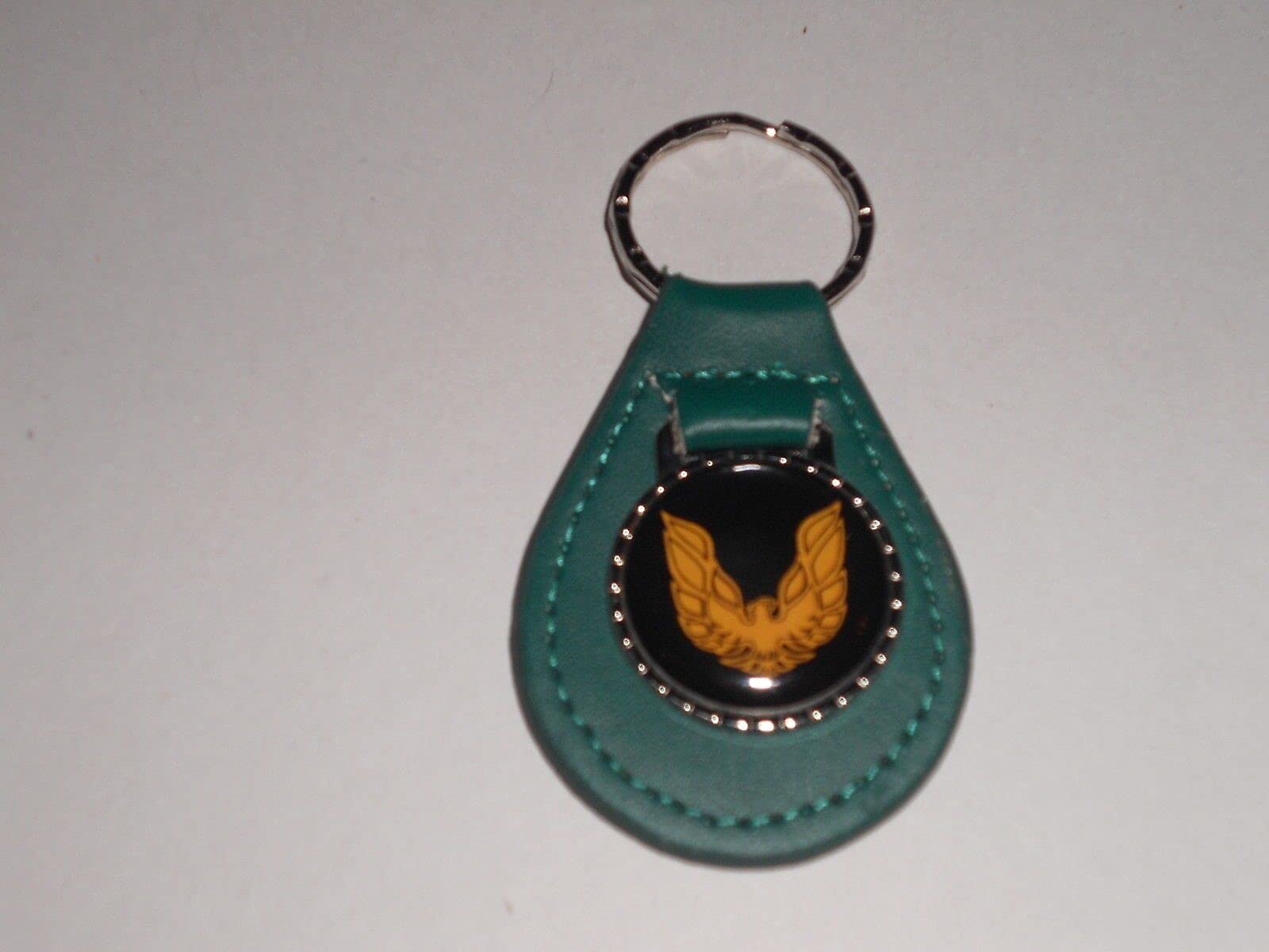 FIREBIRD OR TRANS-AM GOLD BIRD LOGO LEATHER KEYCHAIN - TEAL