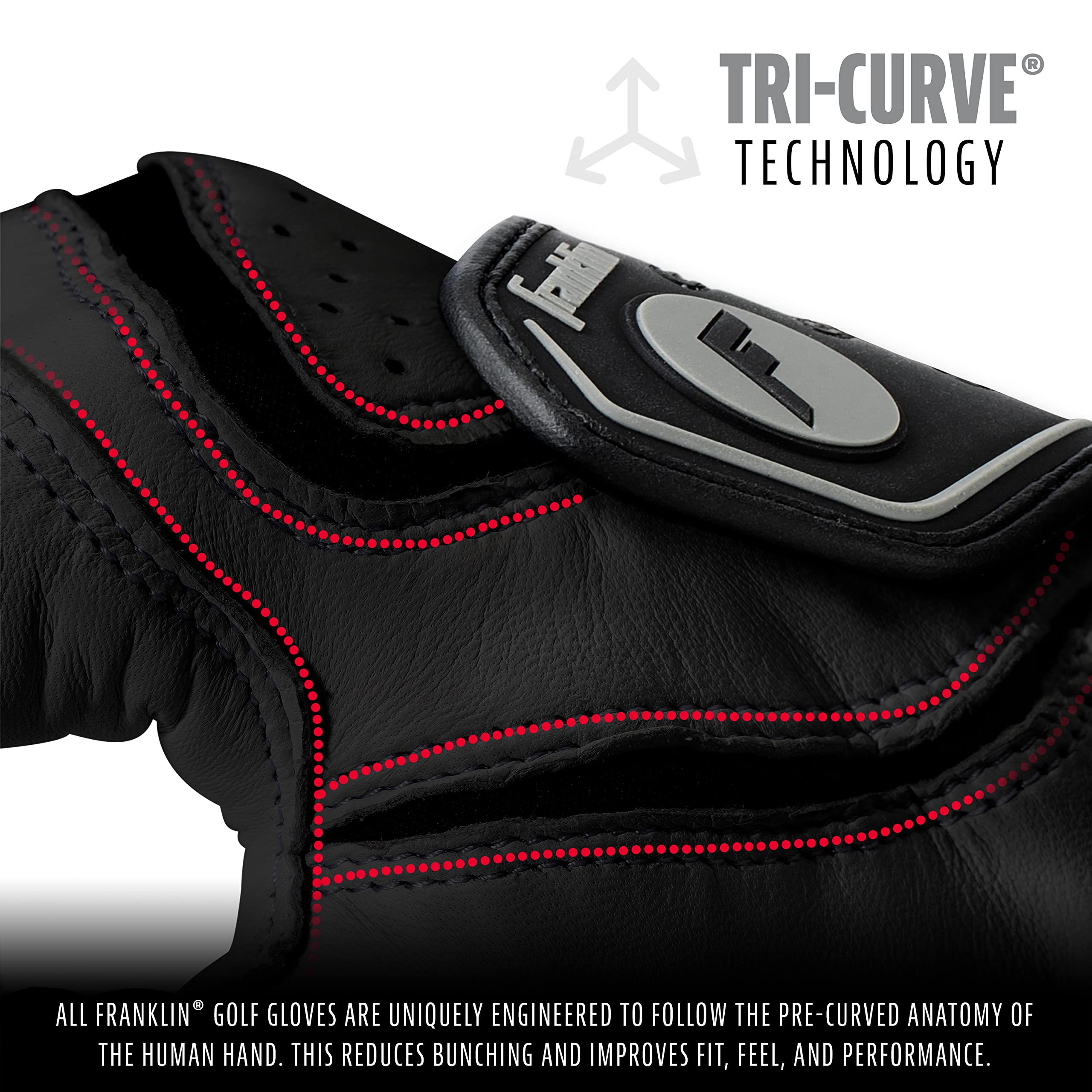 Franklin Sports Golf Glove - Pro Golf Gloves - Premium Leather Golfing Glove - Maximum Grip - Black - Left Hand Glove - Adult Medium