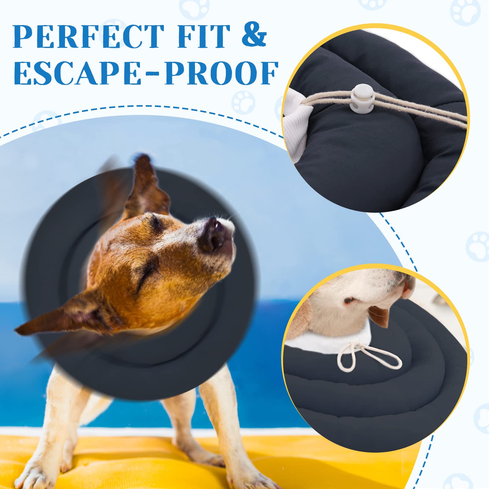 Pawfun Soft Dog Cone Alternative After Surgery,Comfortable Dog Recovery Collars Cones for Small Dogs,Adjustable Dog Neck Cone Protective Elizabethan Collar for Dogs to Stop Licking,Grey S