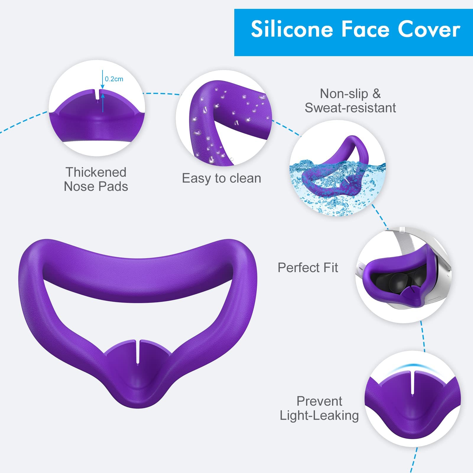 EWalos Accessories for Oculus/Meta Quest 2, Touch Controller Leather Grip Cove, Face Cover and Lens Protective Cover, Sweat-Proof, Light-Proof, Anti-Throw and Comfort-Enhancing Accessories Set
