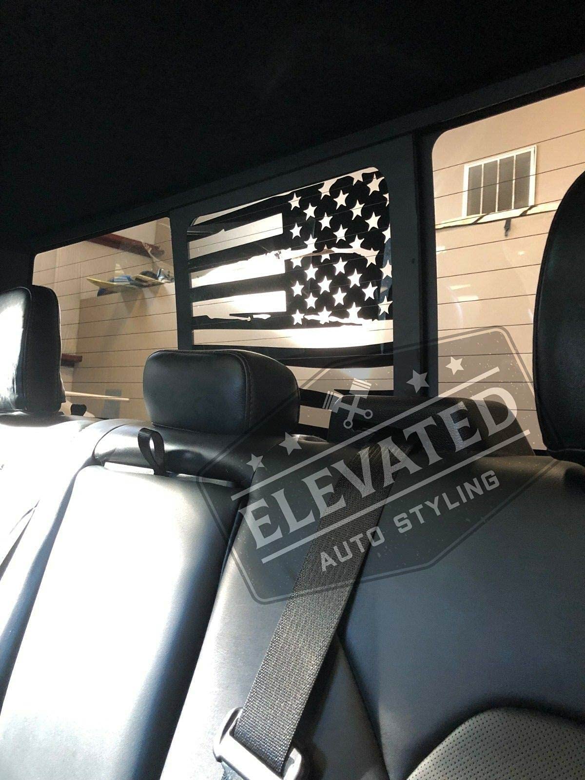 Elevated Auto Styling - Ford F150 Rear Middle Window American Flag Decal Fits, F250, F350… (Distressed)