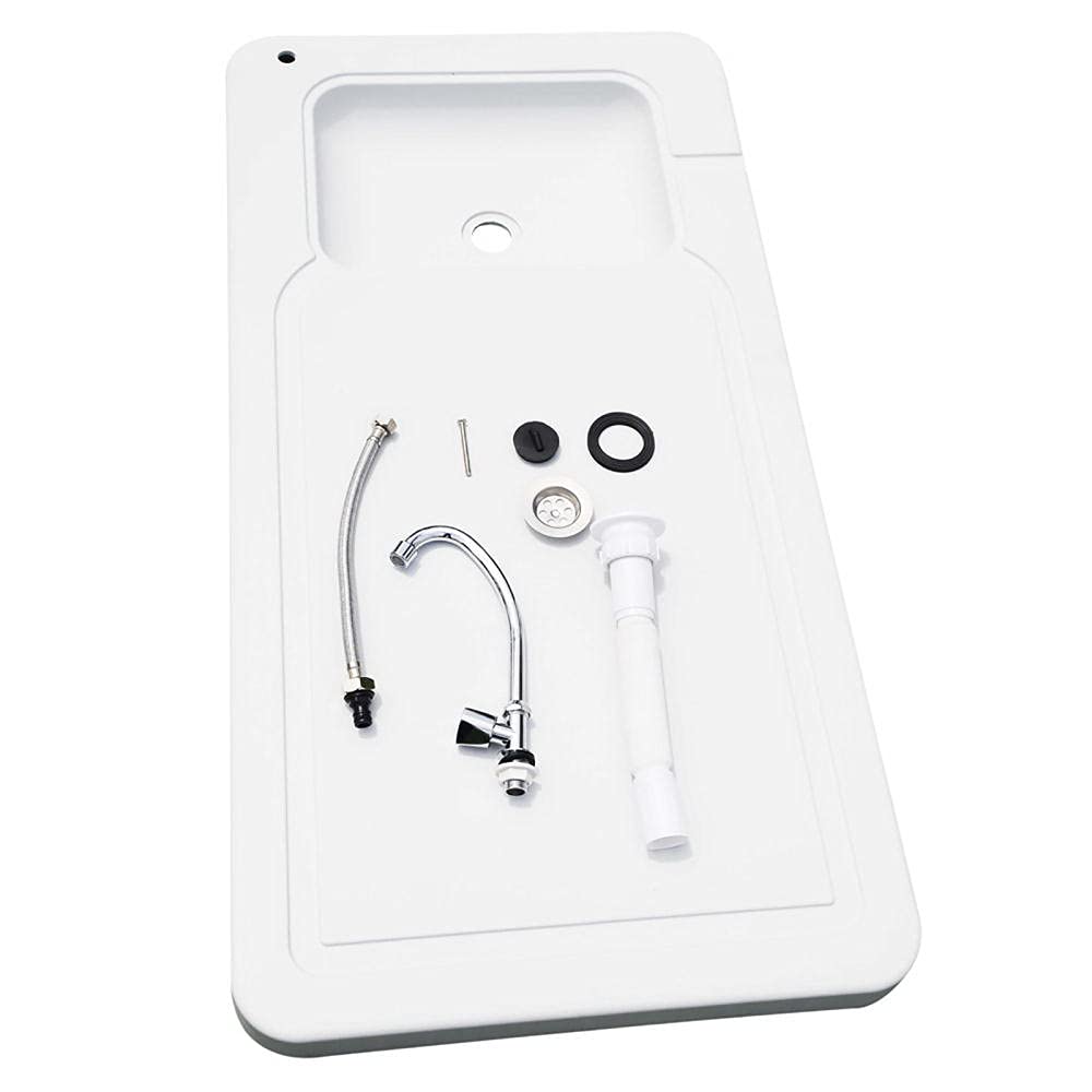 Fish Cleaning Table with Sink and Sprayer Camping Sink Table Portable Folding Camping Table Fish Fillet Hunting Cleaning Cutting Table Outdoor Gardening' Removable Picnic Table-White (with Sprayer)