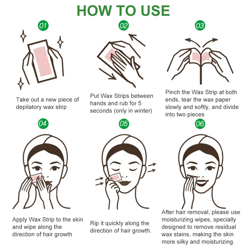 Facial Wax Strips,Hair Removal Wax Strip,Mini Face Wax Strips,Hair Removal Waxing Strips for Eyebrows,Lips,Sensitive Face