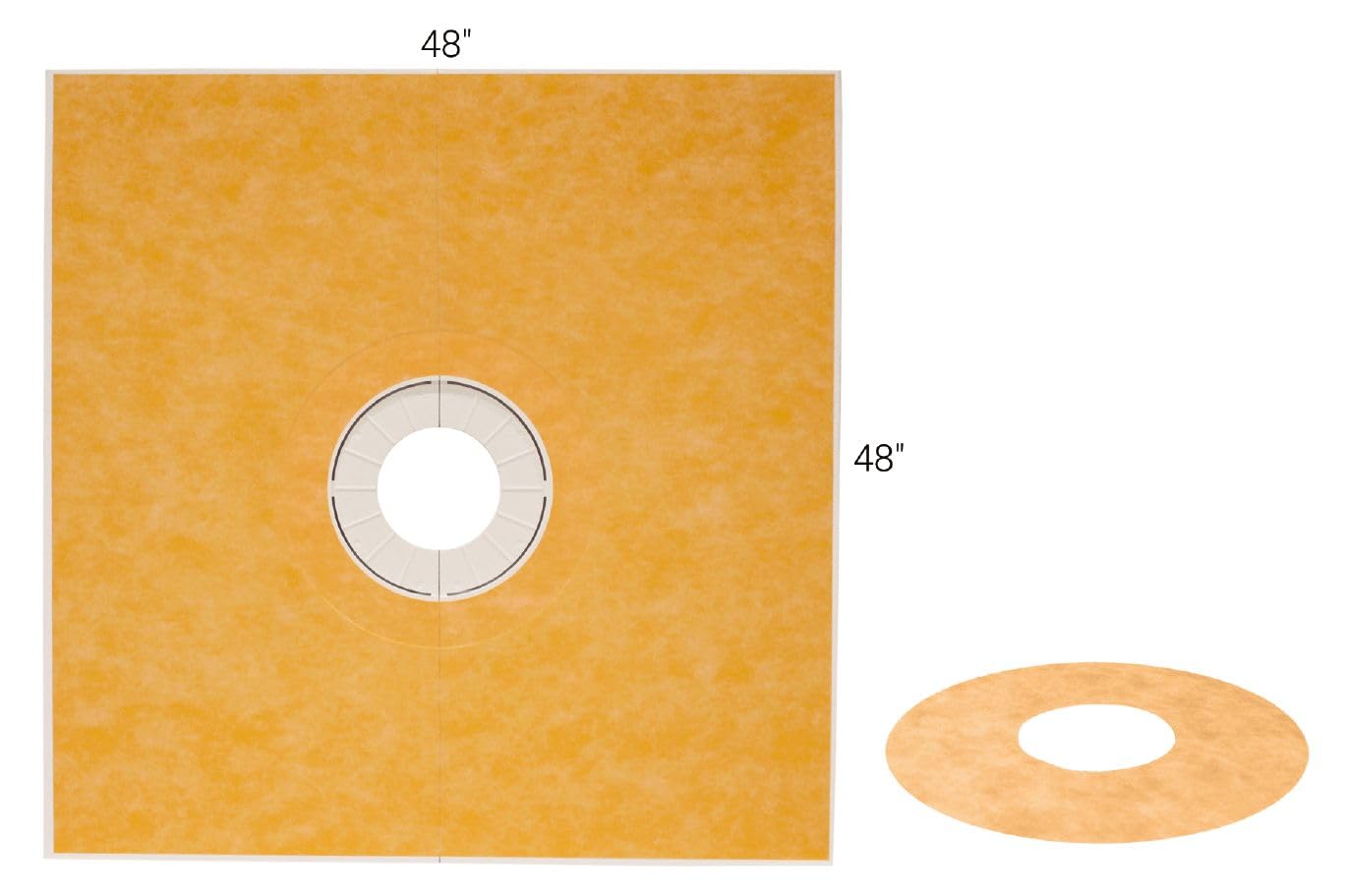 Schluter Kerdi Prefabricated Sloped Shower Tray - Waterproof, Ready to Tile - Lightweight Polystyrene, 48" Length, 48" Width, Center Outlet Position - KST1220BF