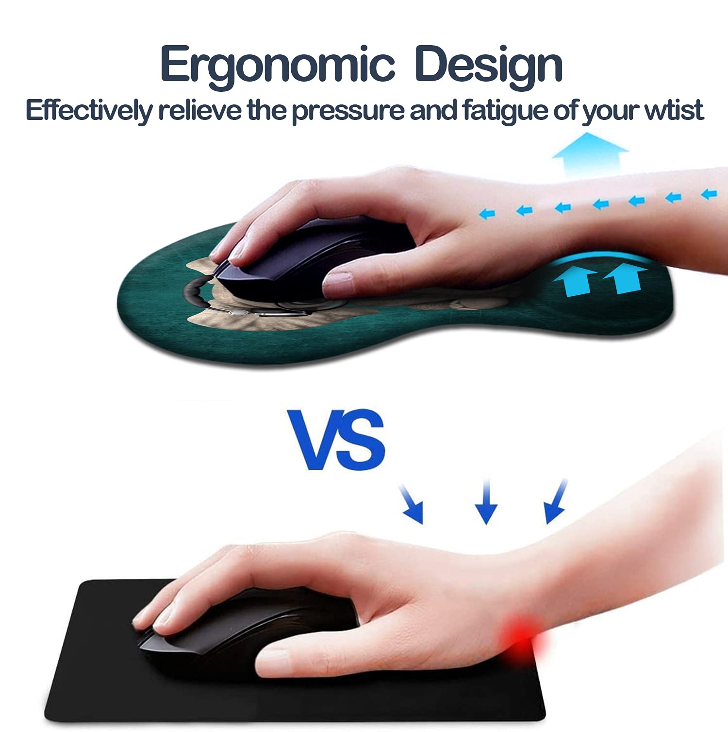 DOOKE Ergonomic Mouse Pad with Wrist Support,Mouse Pads with Non-Slip PU Base for Home Office Working Studying Easy Typing & Pain Reliefl