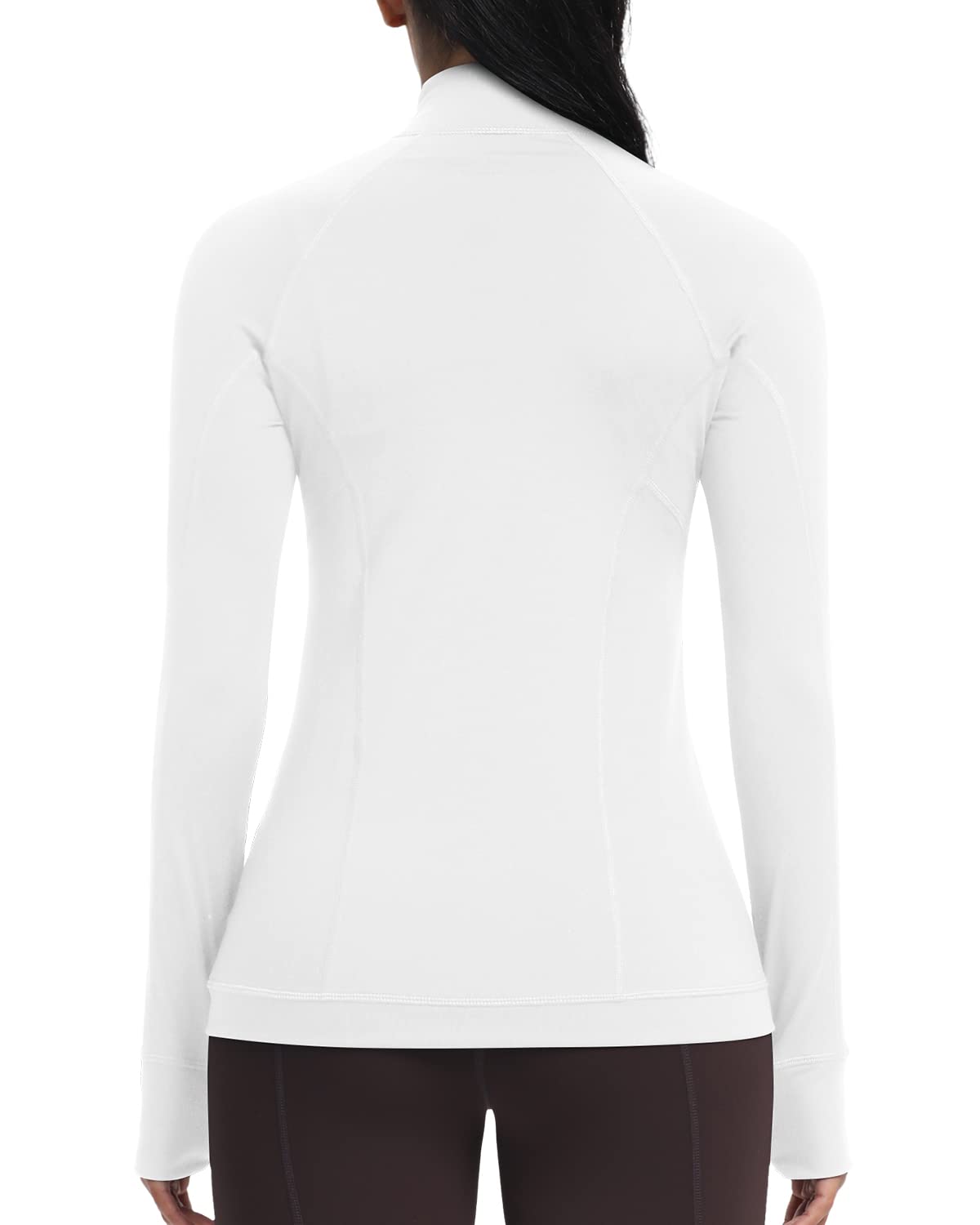 GYM RAINBOW Womens Long Sleeve Workout Shirts Quarter Zip Pullover Sweatshirt Athletic Running Tops Compression Shirts(#2 White,X-Large)
