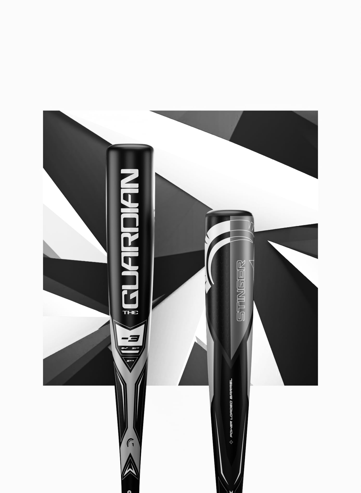 Guardian X Stinger BBCOR Baseball Bat - 3 Drop - 2 5/8" Barrel - Available in 31β to 34β - Drop 3 Baseball Bat for Middle School, High School, or College - 32" - 29 oz - Black/Gray
