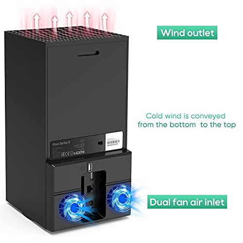 FASTSNAIL Vertical Cooling Fan for Xbox Series X, USB Powered Cooling Stand with Dual Fans and USB Port for Xbox Series X Console