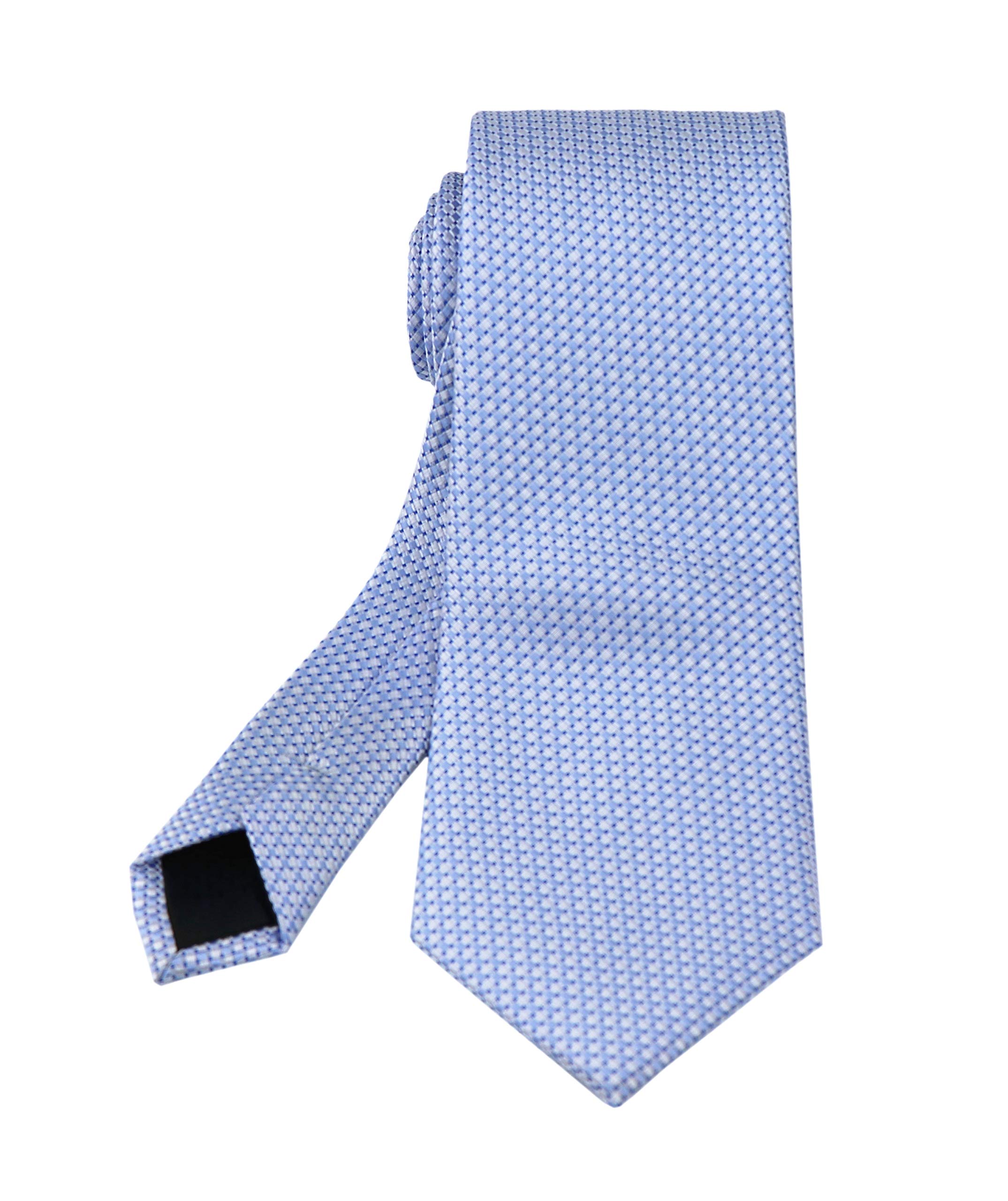 Elfeves Light Blue White Silk Tie Mini Check Design Necktie Valentines Gifts for Men Guy Boys