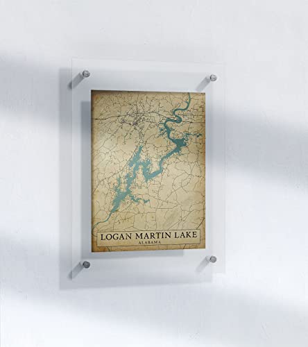 MG Global Unframed Map Poster of Logan Martin Lake Alabama USA | 11x17 12x18 16x24 24x36 Vintage Wall Art | Traveler Retro Print | Hometown City Antique Gift for Home Office Decor