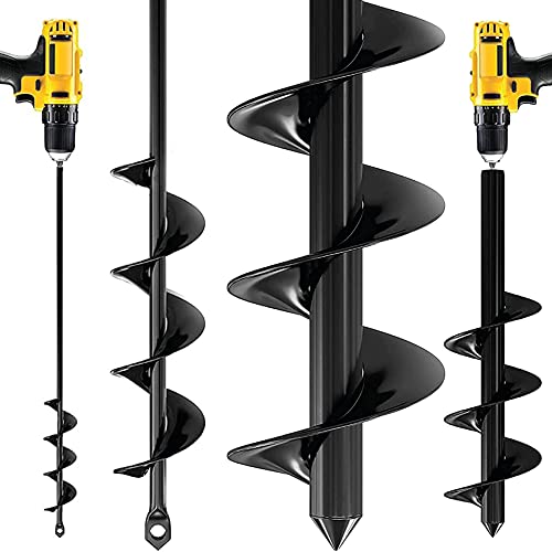 K-Brands Auger Drill Bit for Planting ā 1.6 x 16 Inch & 3.5 x 16 Inch Set - Garden Spiral Hole Drill and Bulb Planter Tool - Bedding Plants, Umbrella Holes - 3/8 Inch Hex Drive Drill