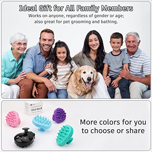 FREATECH Updated Hair Scalp Massager Shampoo Brush with 2 Types of Silicone Bristles, Finely Clean and Scrub Gently, Care for Sensitive & Delicate Scalp, Exfoliate and Stimulate Hair Growth, Black