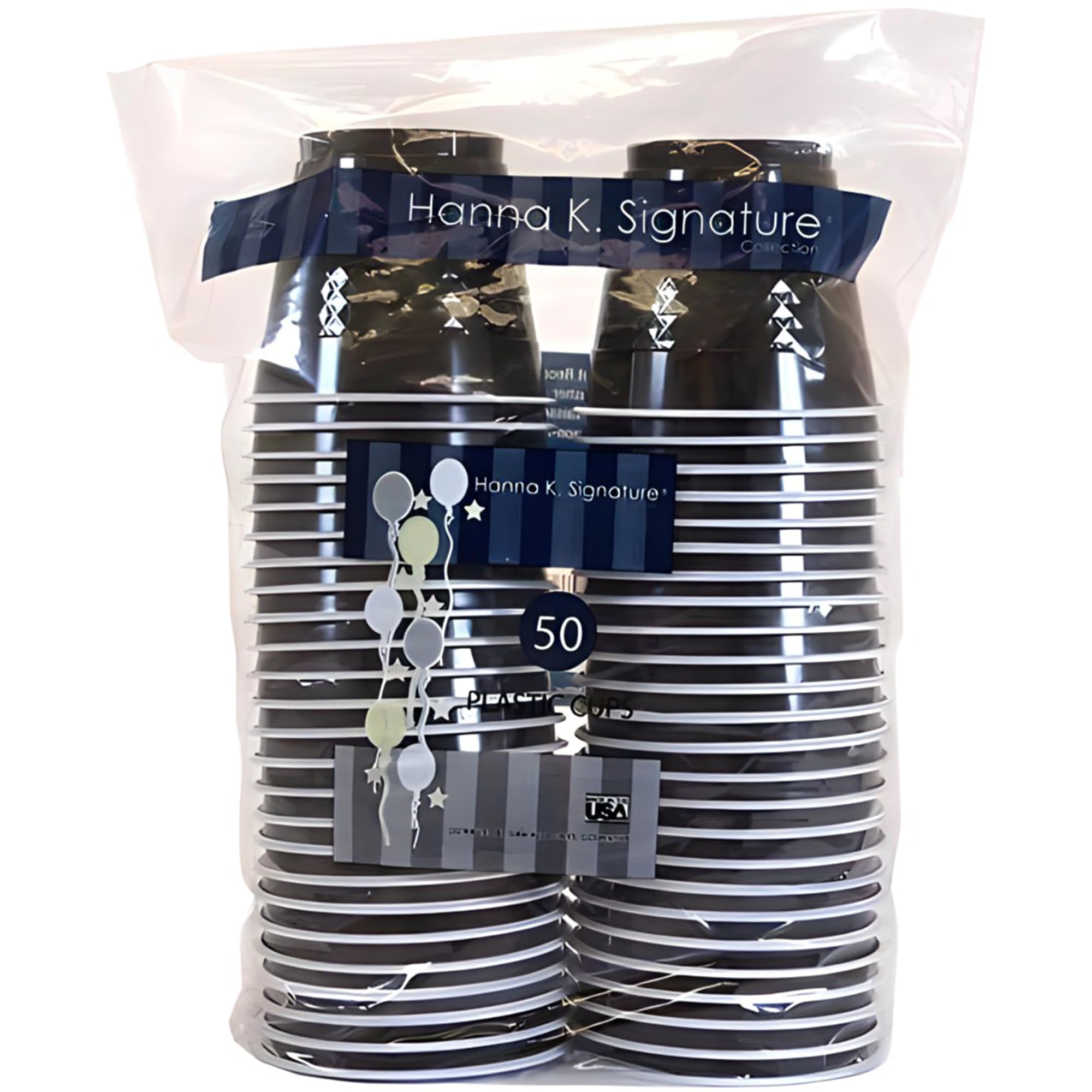 DOCLOGE Plastic Cups-9oz | Black | Pack of 50 Cup, 50 Count (Pack of 1)