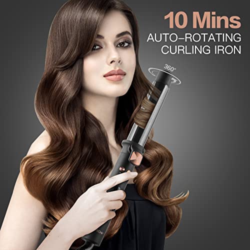 Rotating Curling Iron, Automatic Hair Curler, Curling Iron, Curling Wand, 1 1/4 Inch Ionic Rotating Hair Curler for Waves with Extra Long(5.5 inch) Tourmaline Ceramic Barrel (1 1/4 inch)