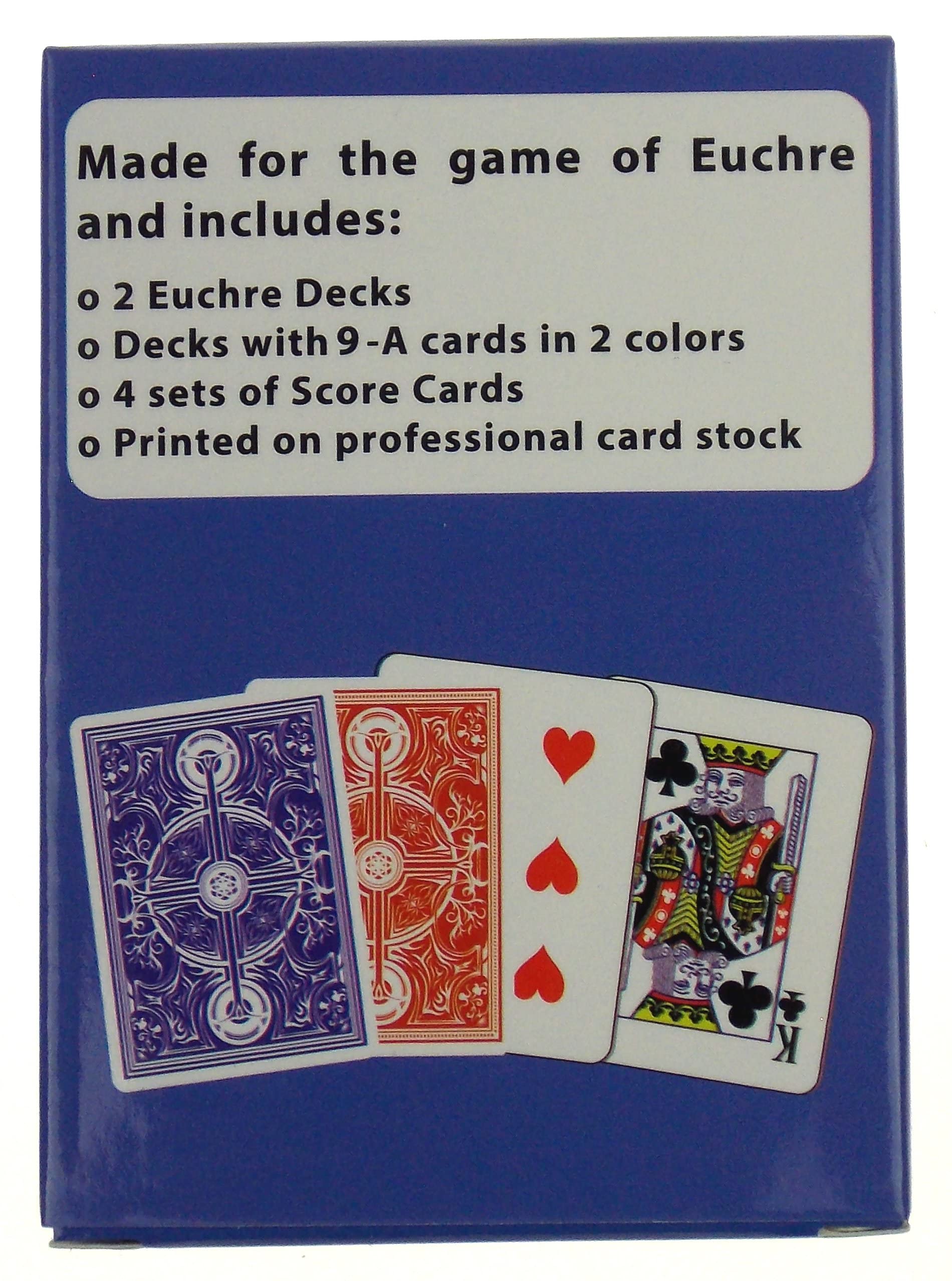 Hickoryville Euchre Playing Cards Bundle - 2 Euchre Decks in One Box with Suit Marker Dice