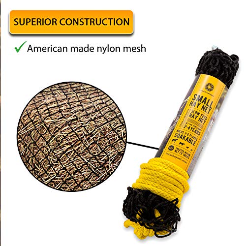 Texas Haynet - Small Hole Slow Feeder Hay Net - American Made Nylon Rope Haynet for Horses - Perfect for Trailering - Easily Holds 2 to 4 Flakes with 1.5โ Holes