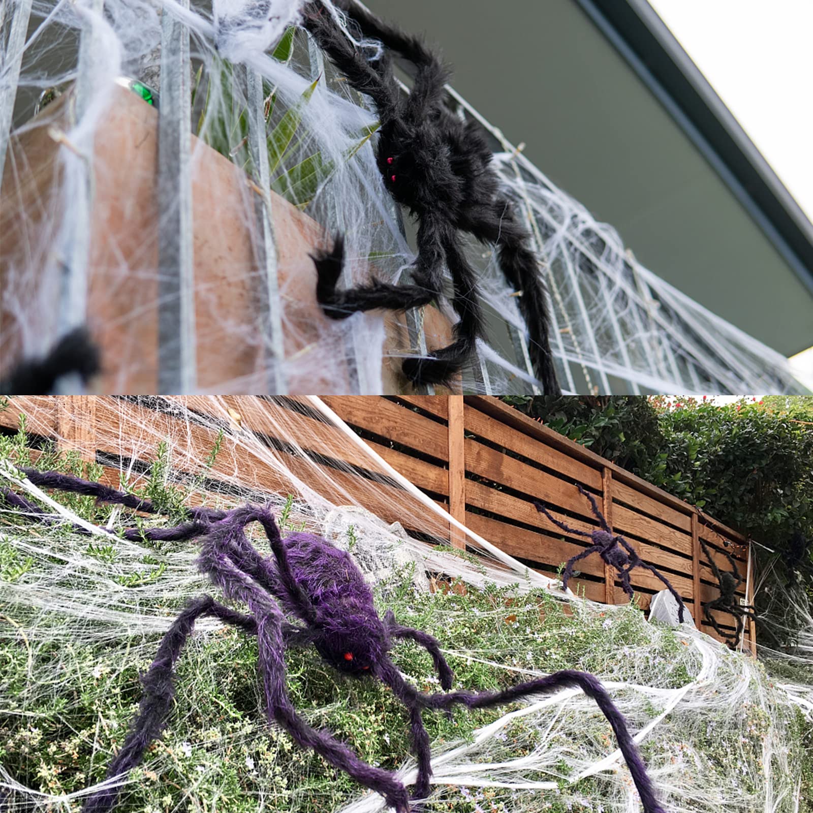GEDIAO Halloween Spider Decorations 200" Halloween Spider Web + 50" Giant Spider + 40pcs Small Spider for Indoor Outdoor Halloween Decor Yard Party Haunted House Décor