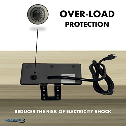 Kable Kontrol Desk Clamp Power Strip with 4 USB Ports, Desk Edge Power Charging Station, 3 Power Outlets, Fast Charger, Easy Installation for Home, Offices, Hotels β 4.9 Ft, Black