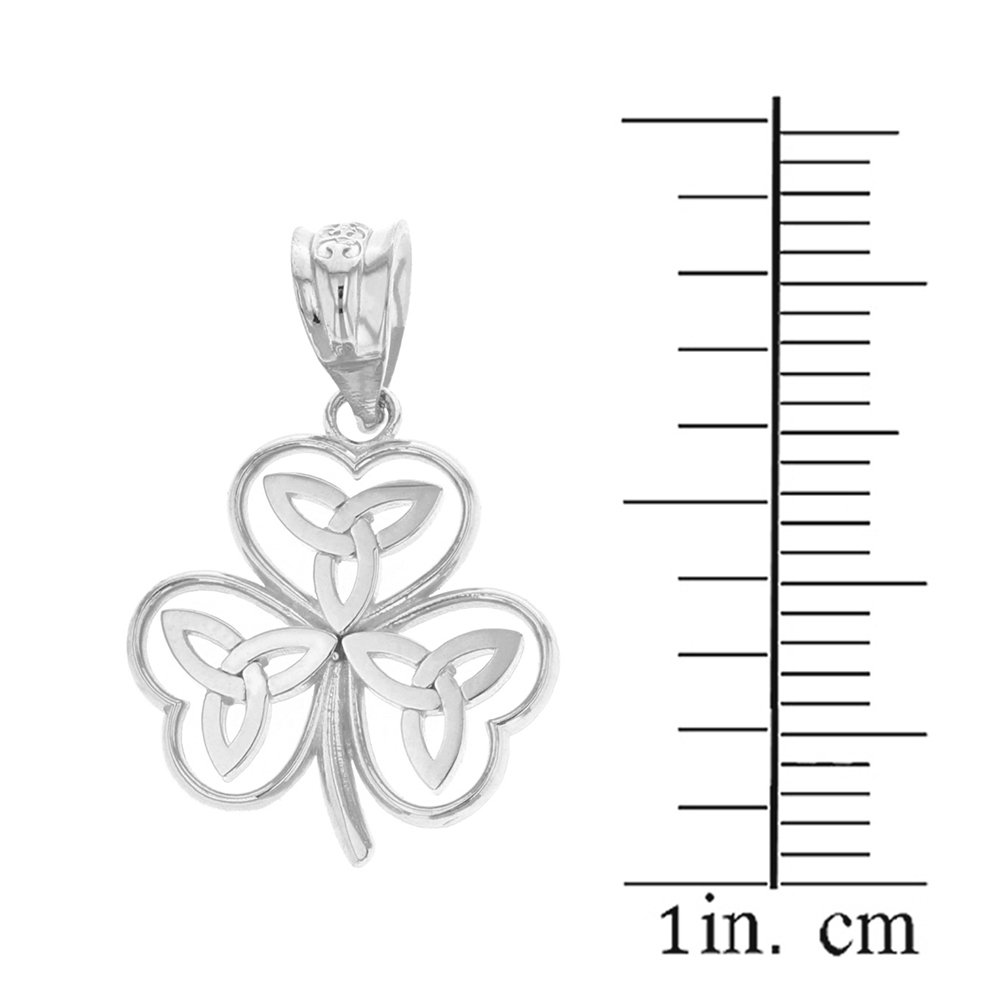 Elegant .925 Sterling Silver Irish Shamrock Pendant with Celtic Trinity Knot