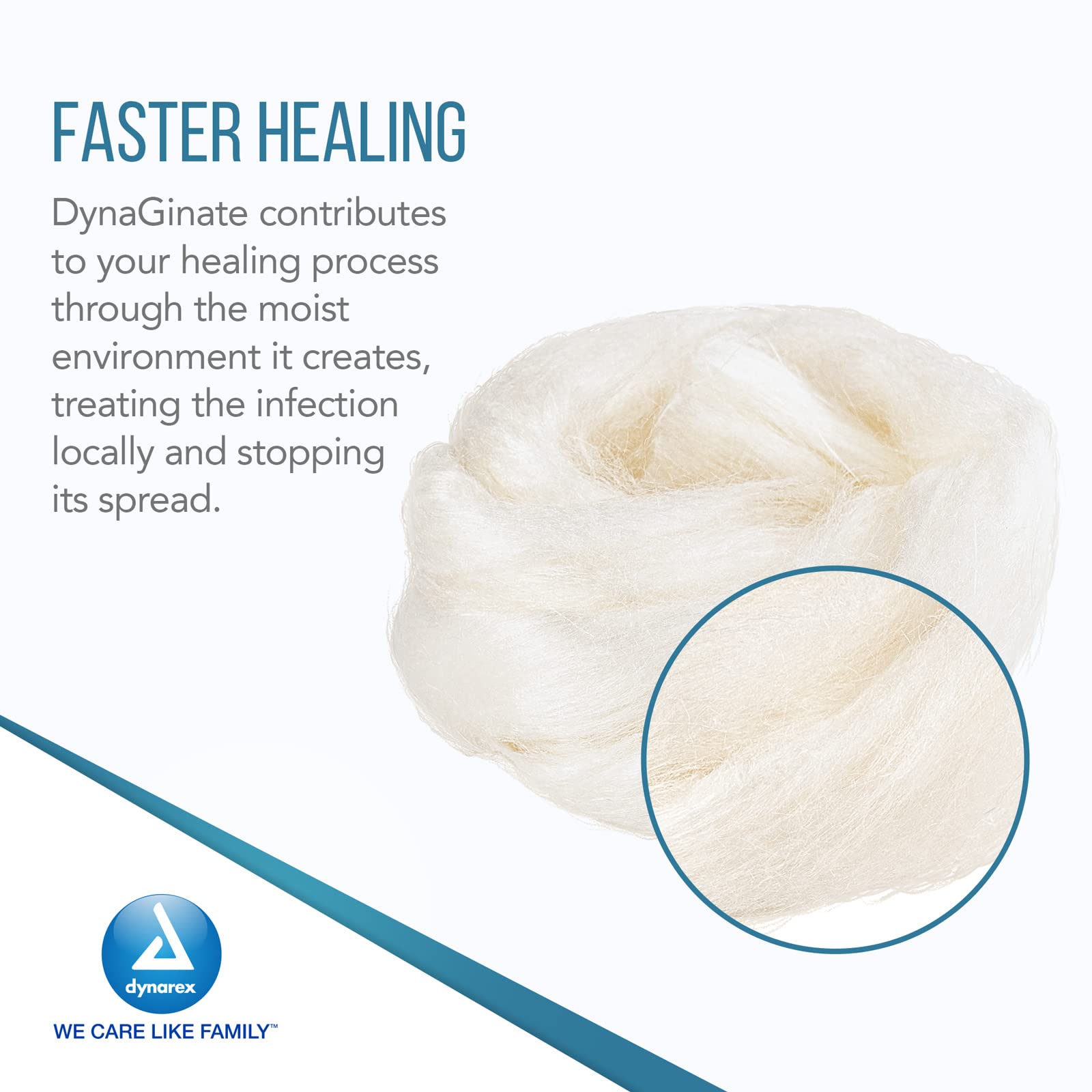 Dynarex DynaGinate Calcium Alginate Wound Dressing - Sterile, Non-Stick Topical Wound Pads - Absorbent Gel Patches for Moderate to High Exuding Cuts - 2g x 30cm, 12 Boxes of 5