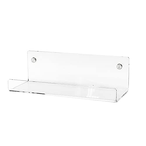 pbf PHOTO BOOTH FRAMES Acrylic Floating Bookshelf Clear Bathroom Wall Floating Shelves Invisible Wall Bookshelves Ledge Book Shelf with Gold and Silver Hardware (2)