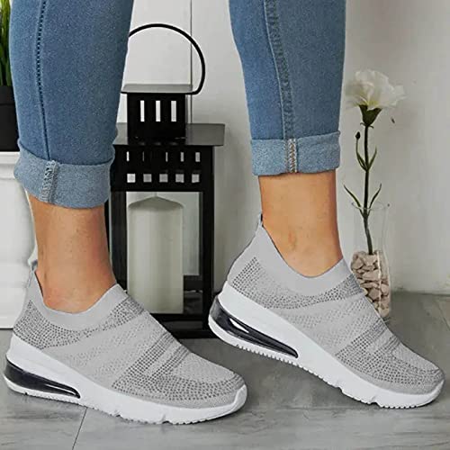 FASDNENDYS Breathable Soft Lightweight Mesh Sole Solid Color Casual Women's Women's Hiking Slip Shoes Women White