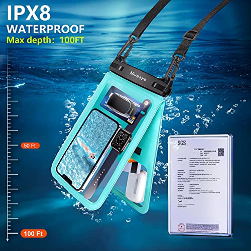 Niveaya [Up to 10.5" Large Floating Waterproof Phone Pouch - 2 Pack, Double Space Waterproof Phone Case with iPhone 15/14/13/12/ Pro Max/Pro/8 Plus, Galaxy S22/S21/S20/S10/Note 20/10/9.