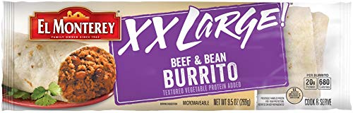 El Monterey XX Large Beef and Bean Burrito, 9.5 Ounce -- 12 per case.