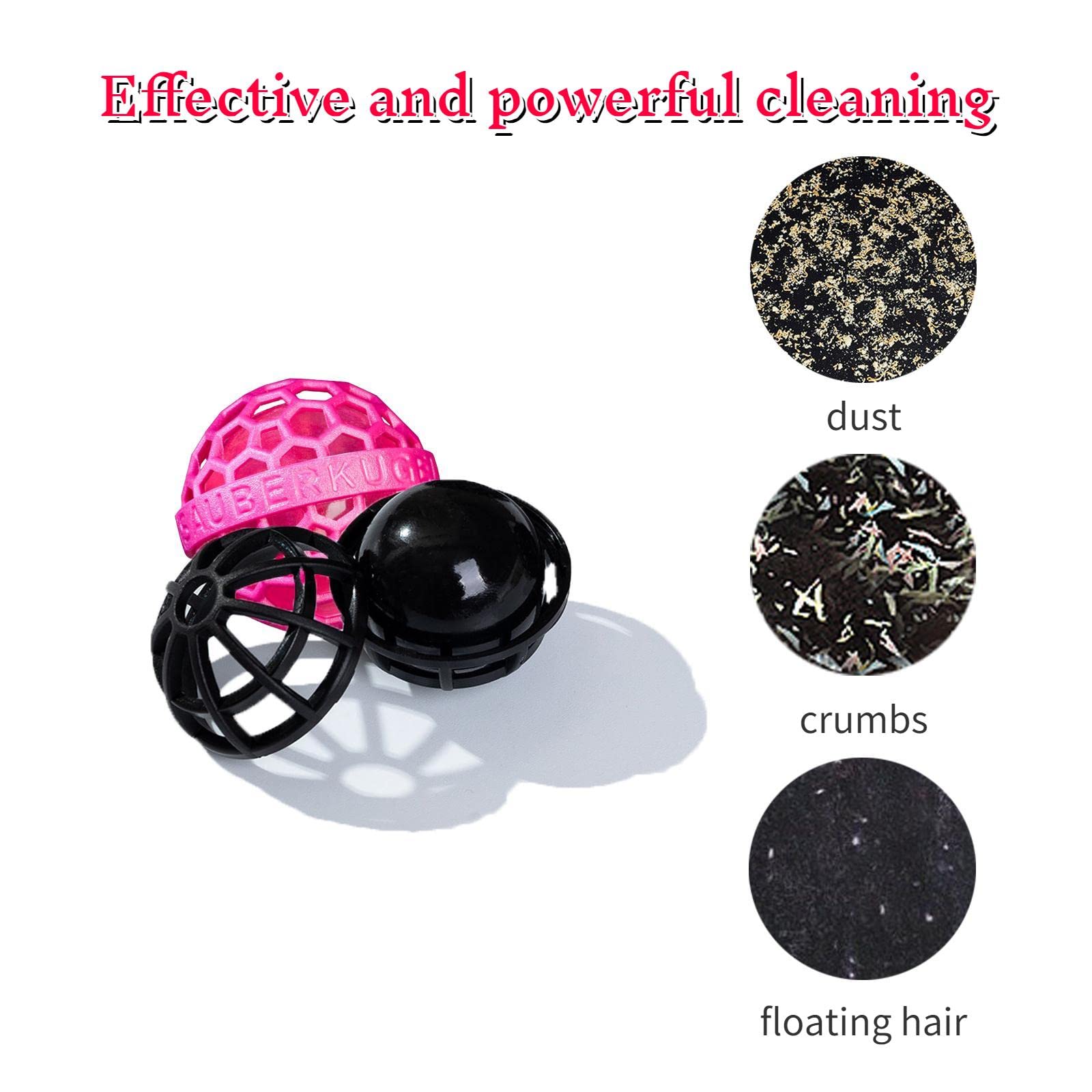 ELIFS 2-Pack Purse Cleaning Ball Backpack Debris Collection Internal Cleaning Ball Absorbs Dust Dirt and Debris From Your Purse or Backpack (Pink and Black)