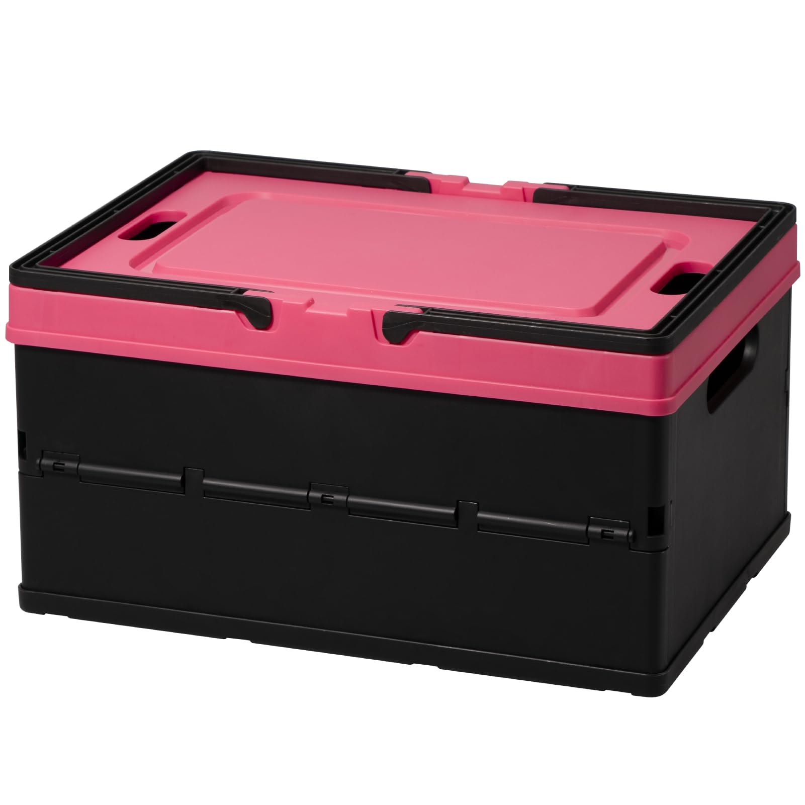 MONKISS Plastic Stackable Storage Bins with Lids, Large Organization and Storage Baskets, Cube Storage Boxes with Handles, Collapsible Storage Containers for Organizing, Storage, Moving (Green)