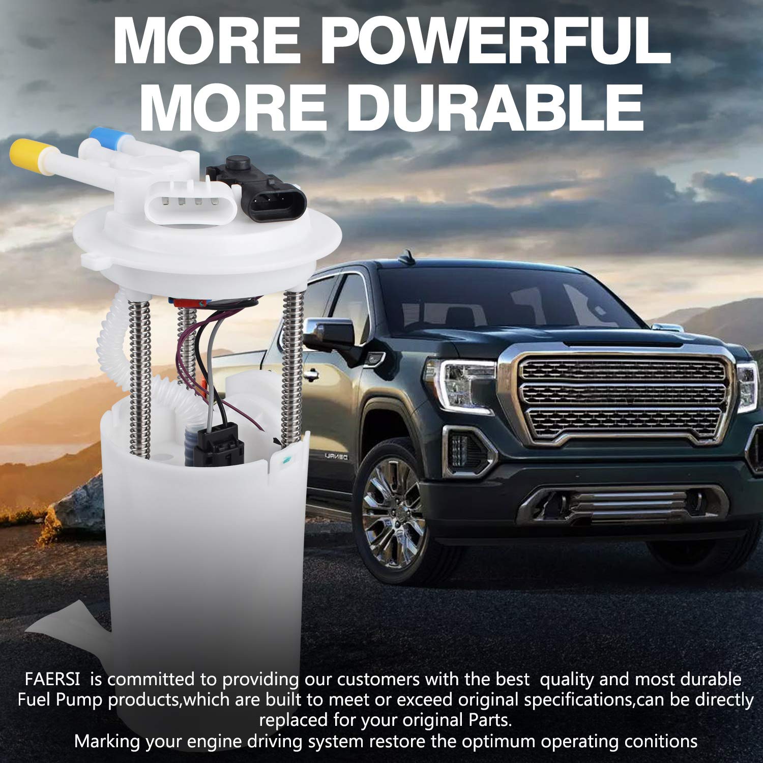 FAERSI Fuel Pump Assembly w/Sensor Replace# E3508M Compatible with 2000-2003 Chevy Tahoe & GMC Yukon 2002 2003 Cadillac Escalade 5.3L 6.0L 4.8L 5.3L
