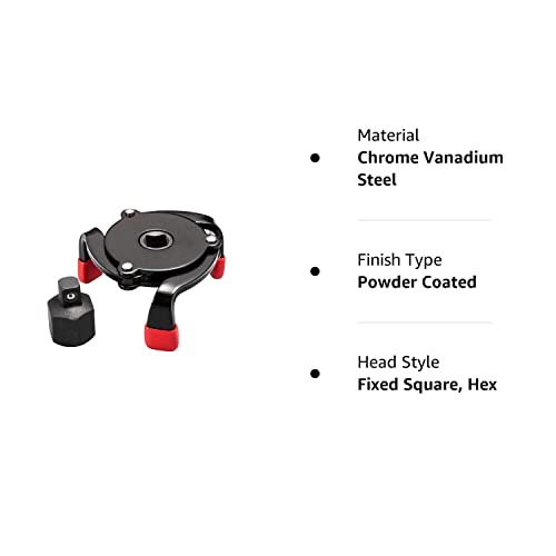 Eastyard Universal Oil Filter Wrench Adjustable 3 Jaw Oil Filter Removal Tool Range 2-3/8 to 3-7/8 inch with 1/2'' Adapter 3/8'' Square Drive Socket