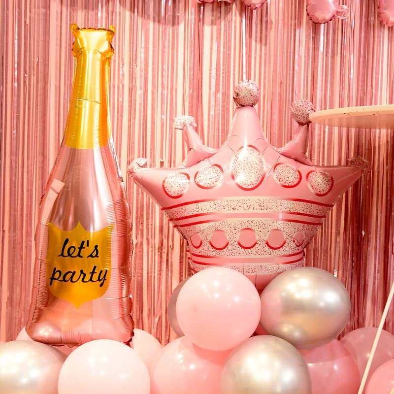 pink birthday decorations for women ,happy birthday party decorations for girls,pink Fringe Curtain,happy birthday banner,happy birthday balloon,happy birthday balloon letters