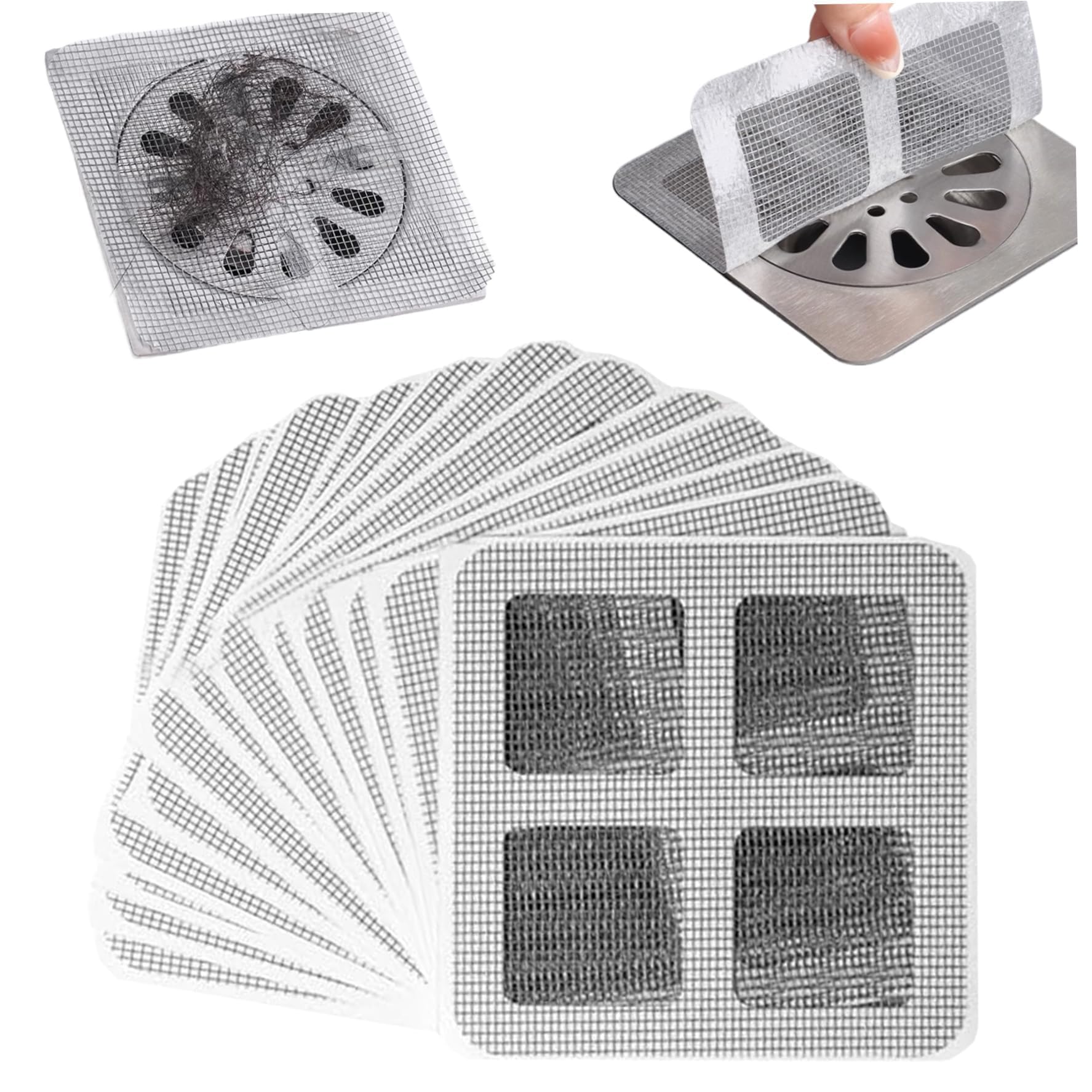 Generic Disposable Hair Drain Stickers, Drain Sticker Disposable Floor Drain Filter Stickers Hair Catcher, Hair Drain Sticker for Bathroom, Laundry, Bathtub, Kitchen, Sink(20Pcs), 4IN