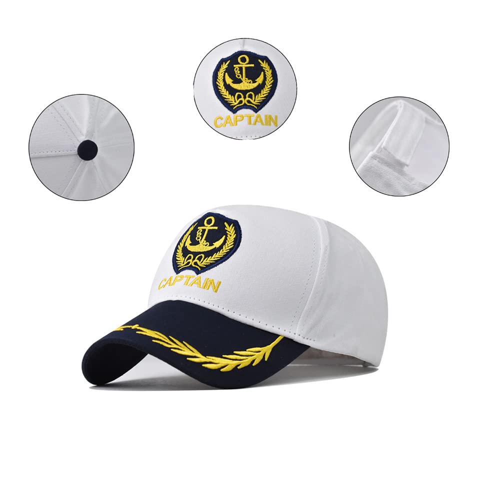 GUDVES Captain Hat Baseball Caps Nautical Marine Sailor Navy Hats, Adjustable Captain Boating Baseball Caps (Baseball Caps)