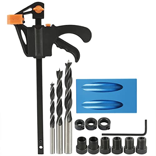 esidianzi 15pcs 15 Degree Pocket Hole Screw Jig Dowel Drill Joinery Kit Woodworking Oblique Guides Set Positioner Locator Tool for Carpenters Screw Drill(14 piece set)