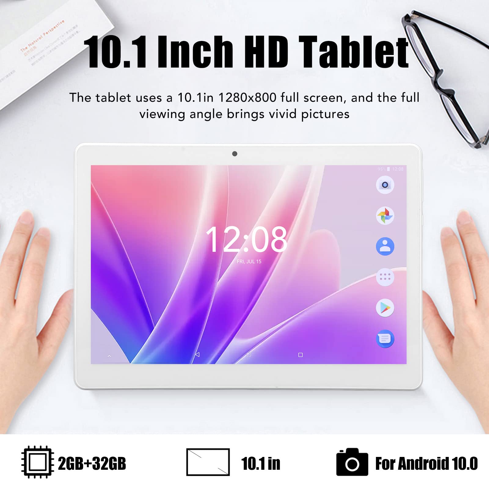 LBEC HD Tablet, 3 Card Slot Design 10.1 Inch Dual SIM Dual Standby Tablet for Entertainment (US Plug)